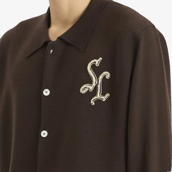 SECOND / LAYER Embroidered Logo Button-down Knit