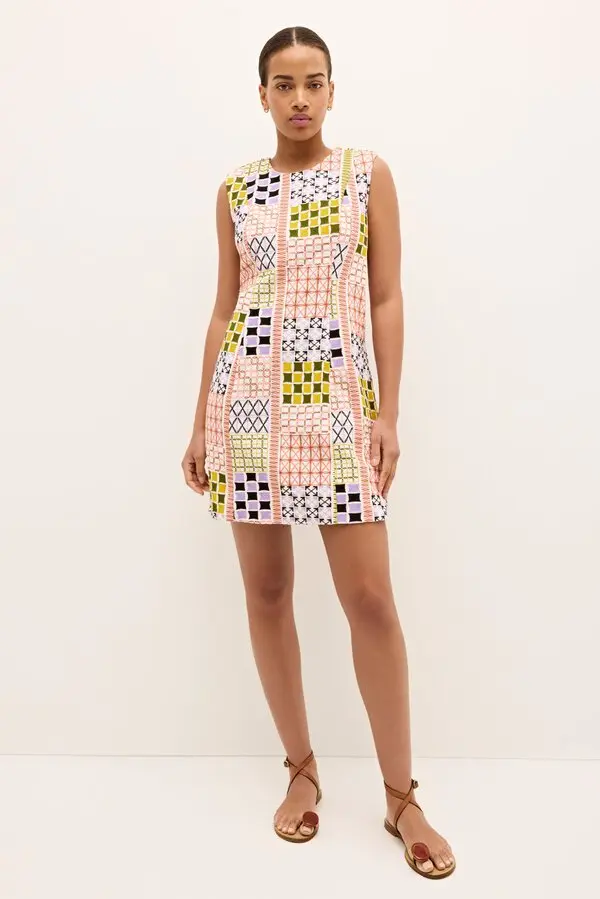 MARIE OLIVER Sabrina Geometric Embroidered Cotton Dress