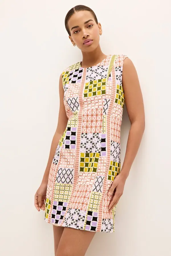 MARIE OLIVER Sabrina Geometric Embroidered Cotton Dress