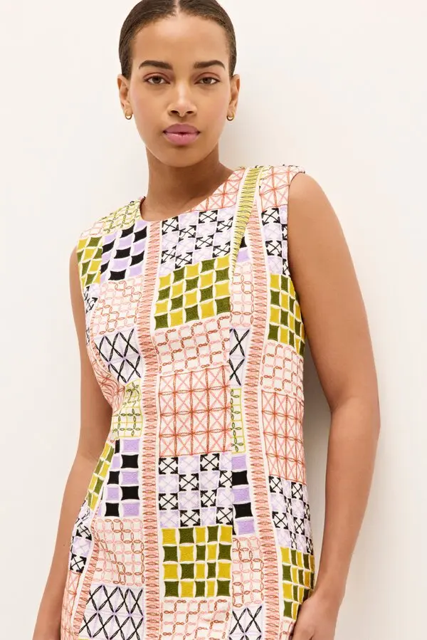 MARIE OLIVER Sabrina Geometric Embroidered Cotton Dress