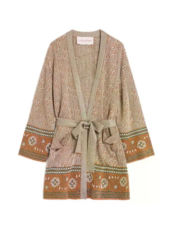 Valentino Garavani Jacquard-pattern Lurex Cardigan - Neutrals