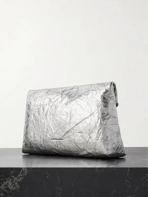 Dries Van Noten Metallic Textured-leather Clutch