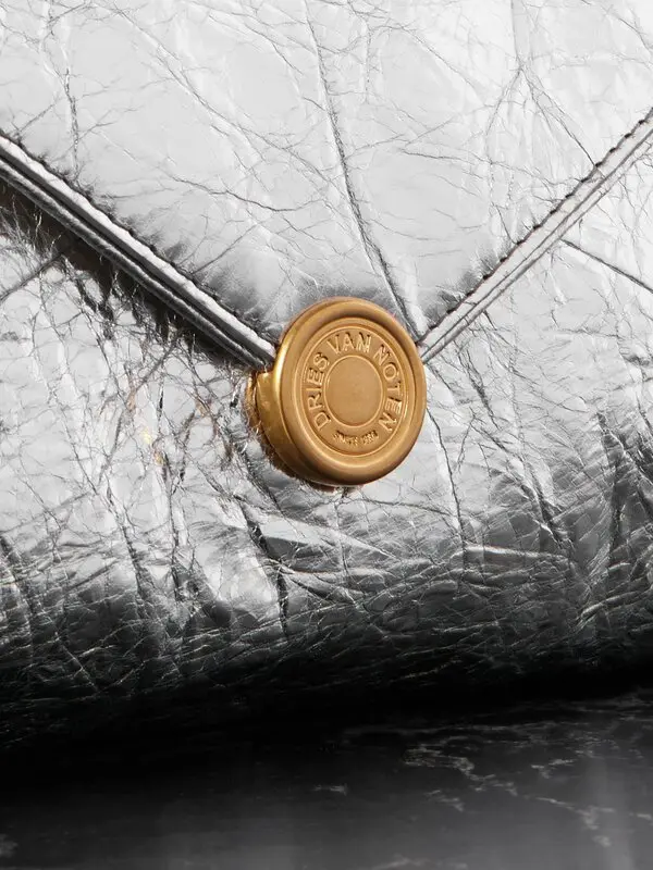 Dries Van Noten Metallic Textured-leather Clutch