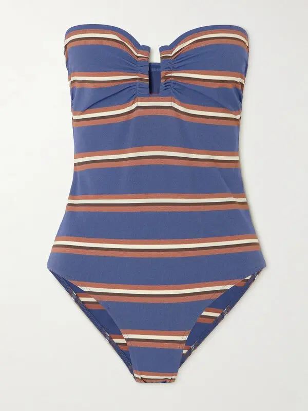 ERES Marinière Amiral Striped Strapless Jacquard Swimsuit - Blue
