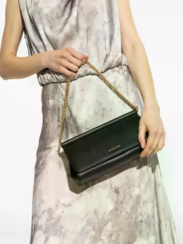 Michael Kors Leather Clutch Bag With Chain Strap - Black
