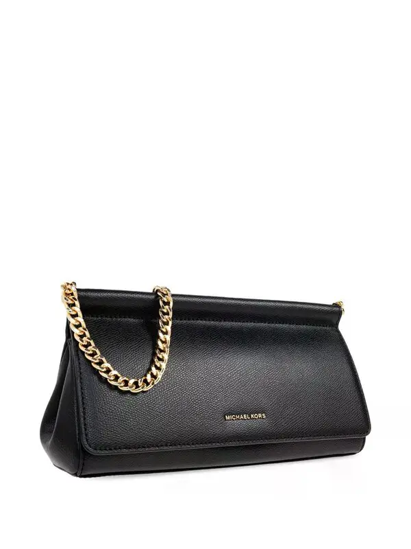 Michael Kors Leather Clutch Bag With Chain Strap - Black