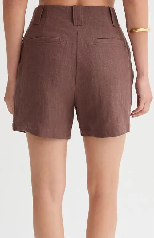 CRESCENT Pleated Linen High-waisted Shorts