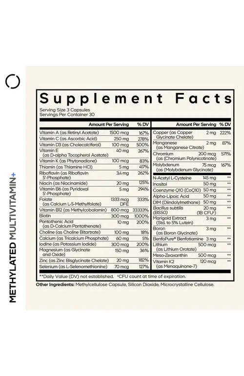 CODEAGE Methylated Multivitamin+, B-vitamins & Minerals, Coq10, Dim, Probiotics