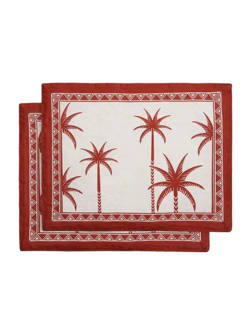 La DoubleJ Placemat Set Of 2 - Date Palms Placemat Mattone