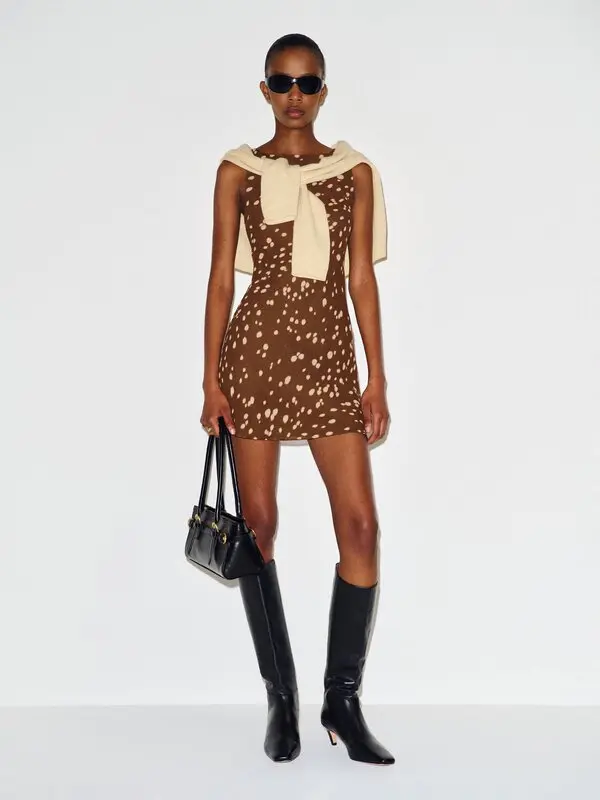 REFORMATION Dale Mini Dress - Brown