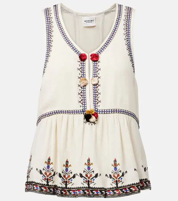MARANT ETOILE Embroidered Viscose Top