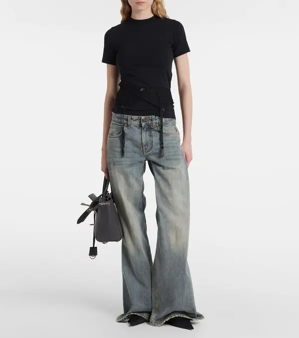 Balenciaga Lingerie Cotton-blend Jersey T-shirt - Black