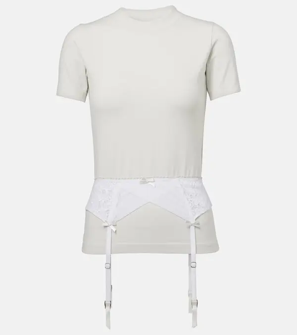 Balenciaga Lingerie Cotton-blend Jersey T-shirt - White