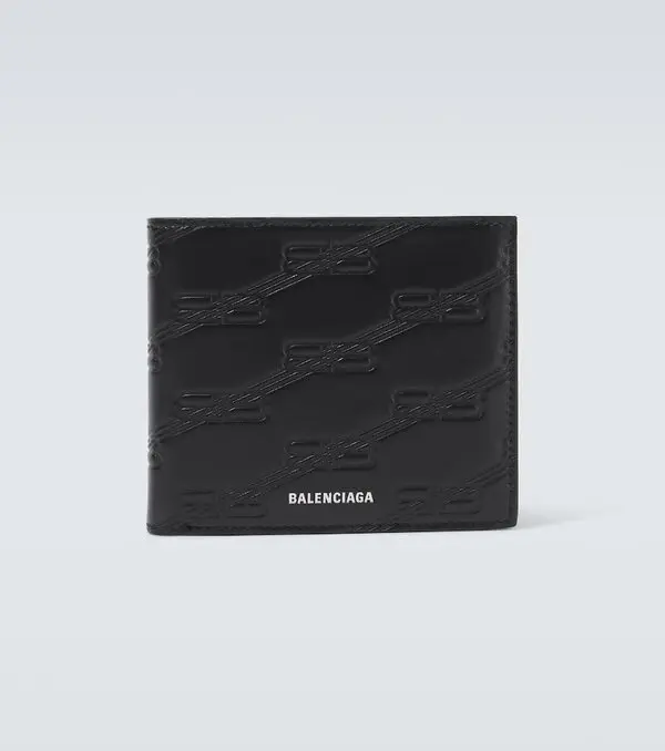 Balenciaga Bb Debossed Bifold Wallet - Black