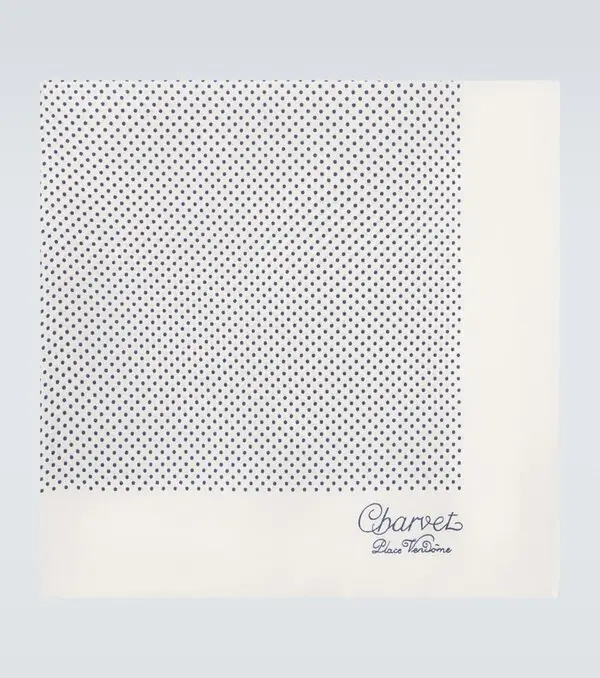 Charvet Checked Silk Pocket Square - Blue