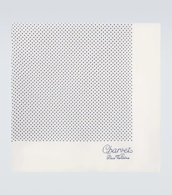 Charvet Checked Silk Pocket Square - Blue