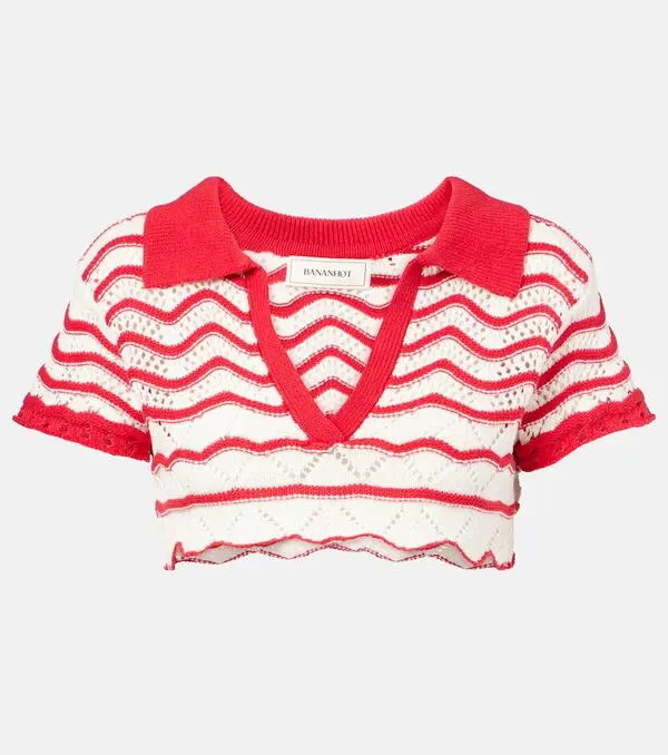BANANHOT Coco Cropped Crochet Top - Red