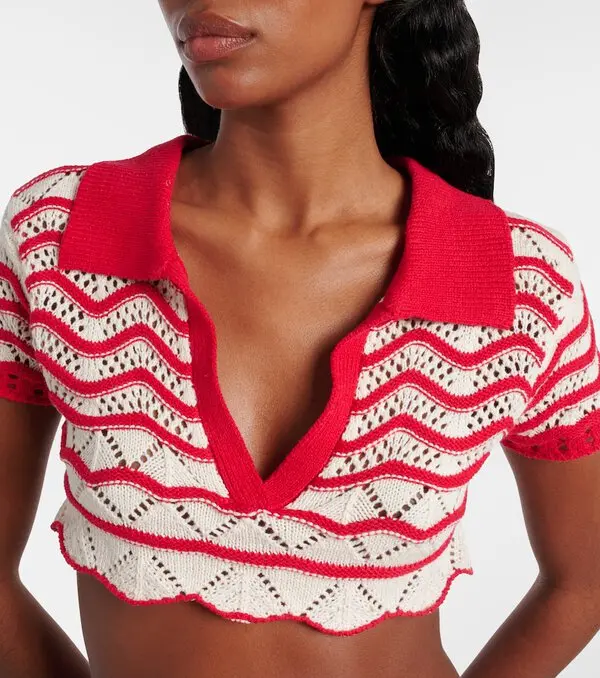 BANANHOT Coco Cropped Crochet Top - Red
