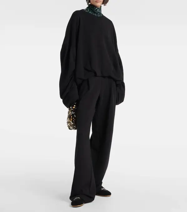 Dries Van Noten Melange Cotton Jersey Sweatpants - Black