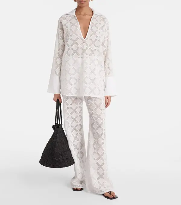 Tove Kaia Embroidered Wide-leg Pants