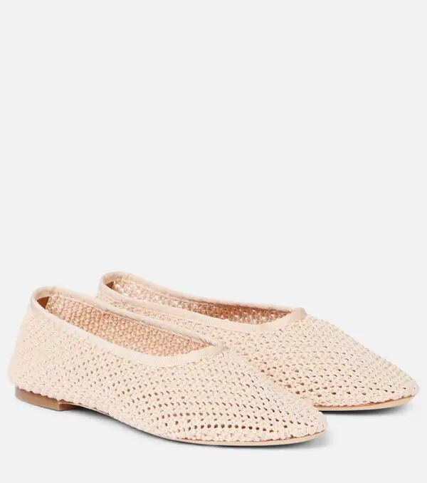 Staud Alba Crochet Ballet Flats - Beige