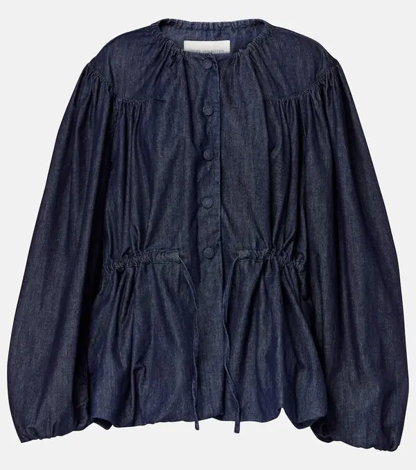 Dries Van Noten Gathered Denim Blouse