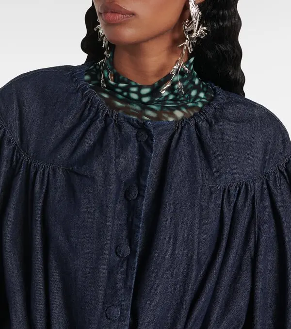 Dries Van Noten Gathered Denim Blouse