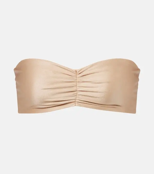 Jade Swim Ava Ruched Bikini Top - Beige