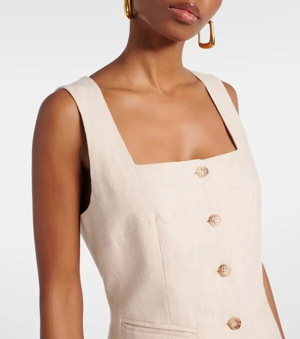 Posse Lucille Pinstripe Linen Vest - Beige