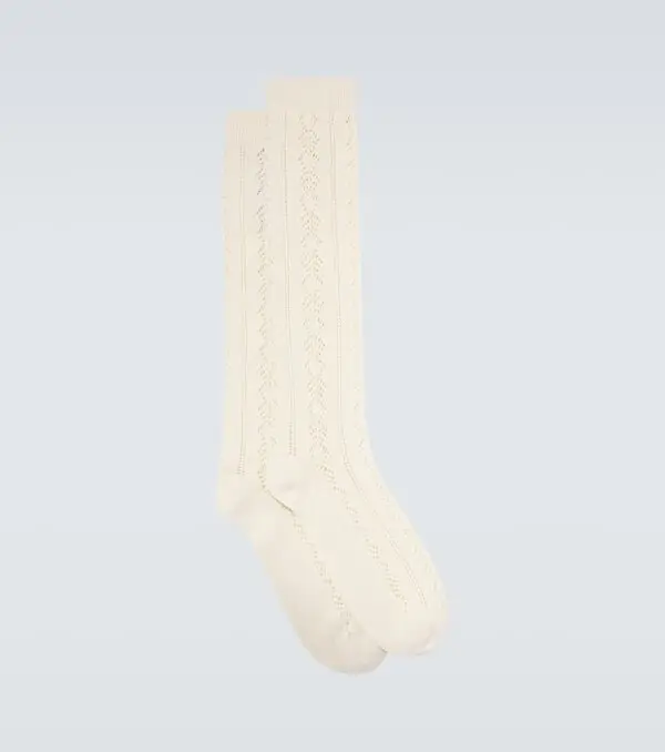 Valentino Garavani Pointelle Cotton Socks - Beige
