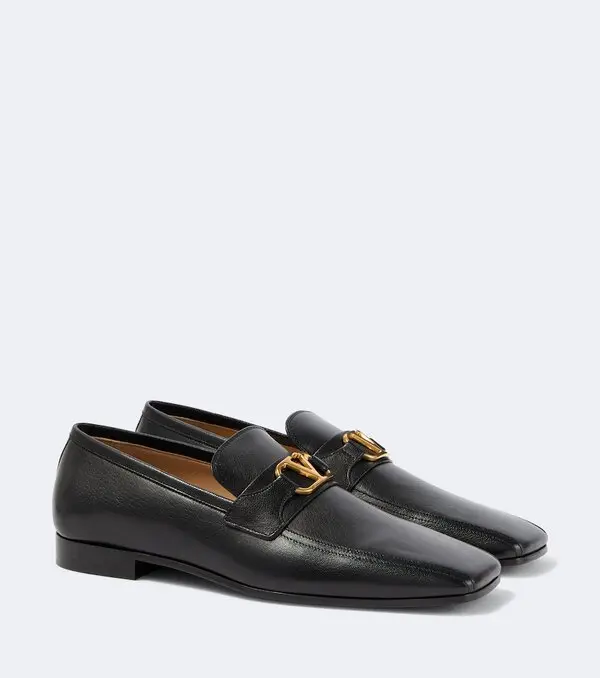 Valentino Garavani Vlogo Leather Loafers - Black