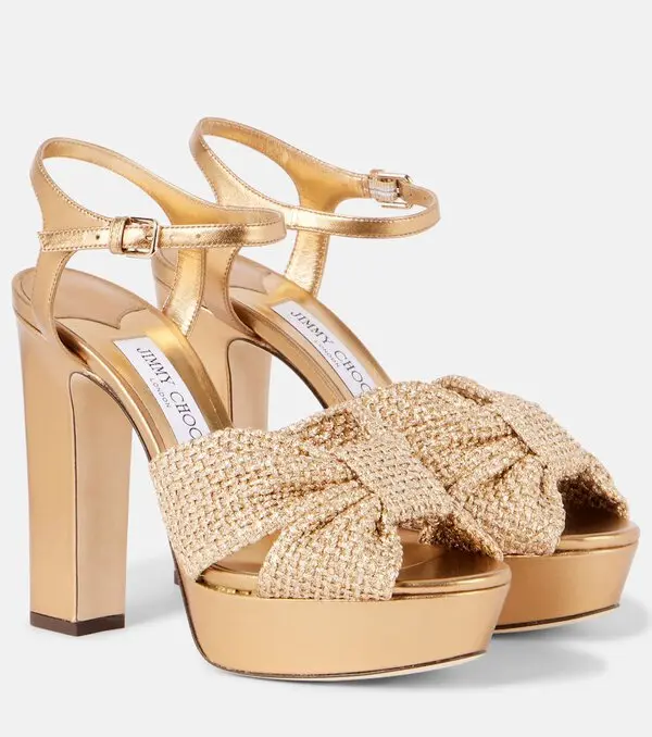 JIMMY CHOO Heloise 120 Platform Sandals - Gold