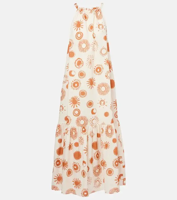 Asceno Ibiza Printed Maxi Dress - White