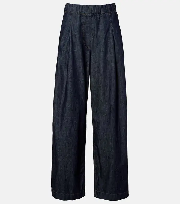 Dries Van Noten Pleated Wide-leg Jeans - Blue