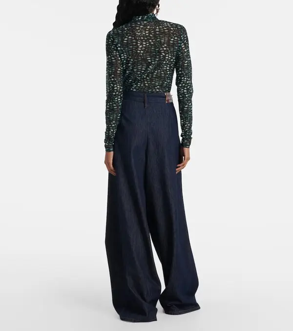 Dries Van Noten Pleated High-rise Wide-leg Jeans - Blue
