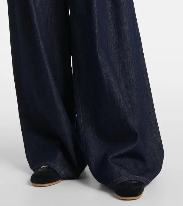 Dries Van Noten Pleated High-rise Wide-leg Jeans - Blue