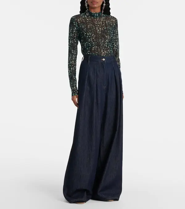 Dries Van Noten Pleated High-rise Wide-leg Jeans - Blue