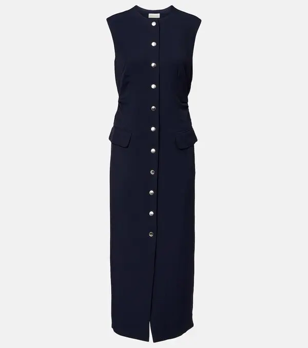 Dries Van Noten Gabardine Midi Dress - Blue