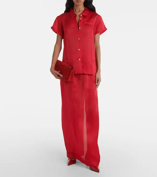 Khaite Keefe Silk Organza Shirt - Red