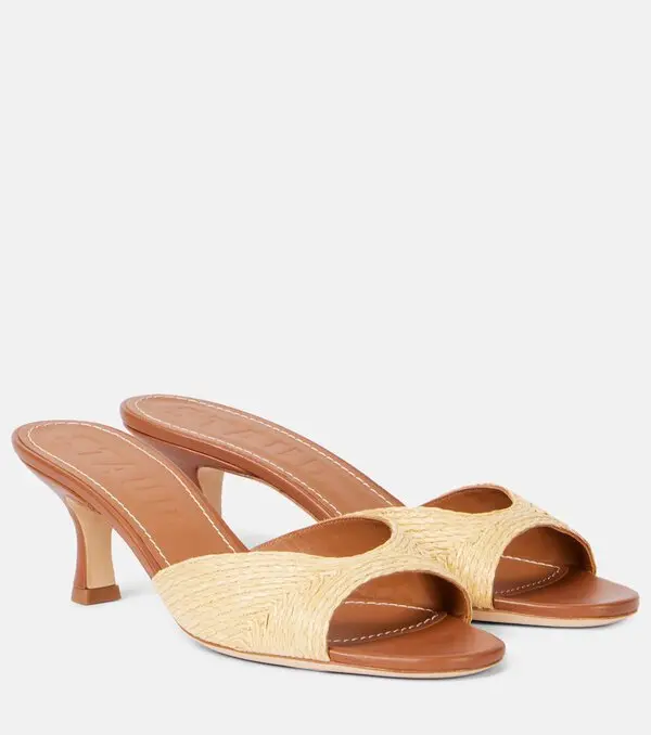 Staud Brigitte 55 Leather-lined Mules - Beige