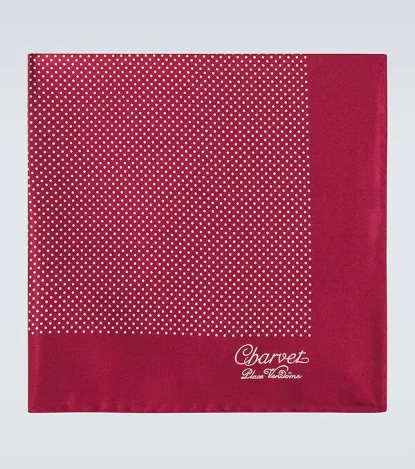 Charvet Printed Silk Handkerchief - Burgundy