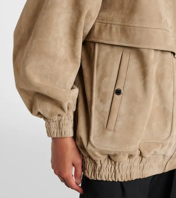 Nour Hammour Beck Suede Bomber Jacket - Beige