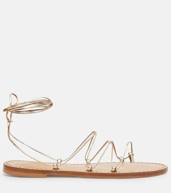 AMANU Serengetti Metallic Leather Sandals - Gold