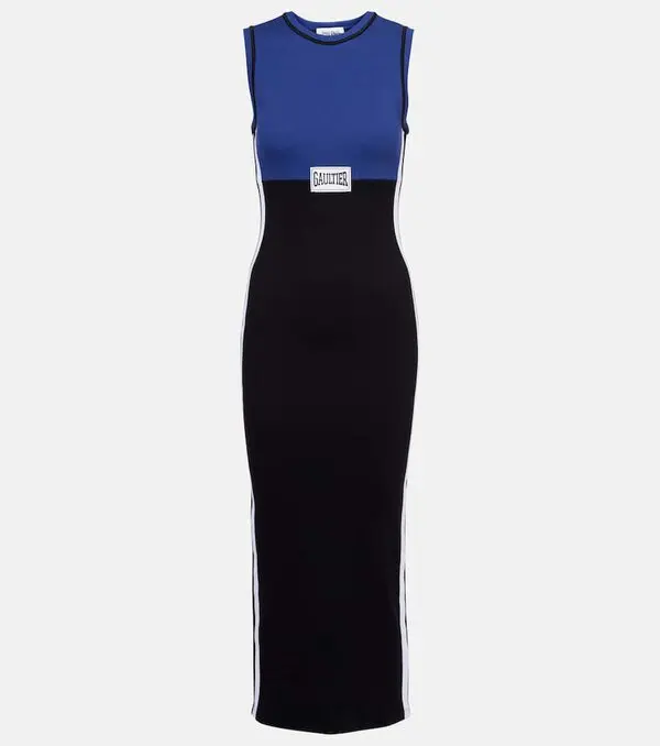 JEAN PAUL GAULTIER Ribbed-knit Cotton-blend Midi Dress