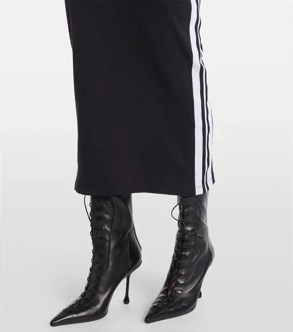 JEAN PAUL GAULTIER Ribbed-knit Cotton-blend Midi Dress