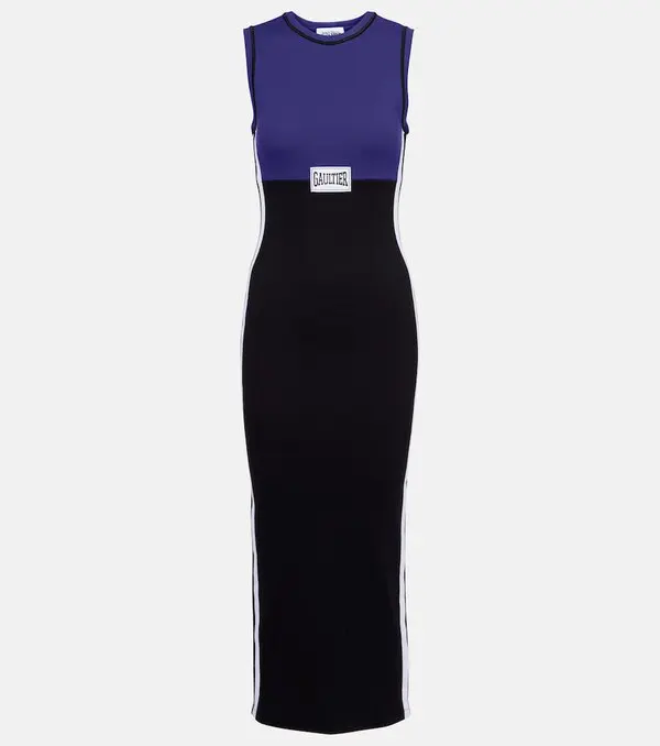 JEAN PAUL GAULTIER Ribbed-knit Cotton-blend Midi Dress
