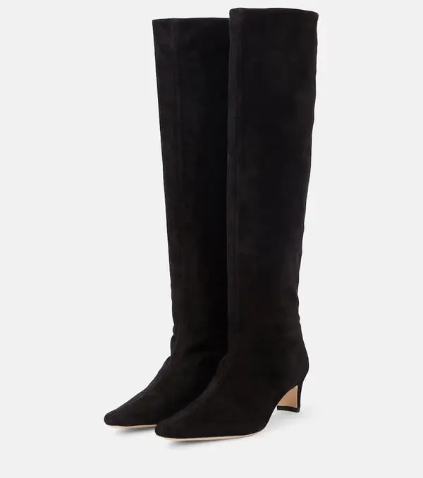 Staud Wally Knee-high Suede Boots - Black