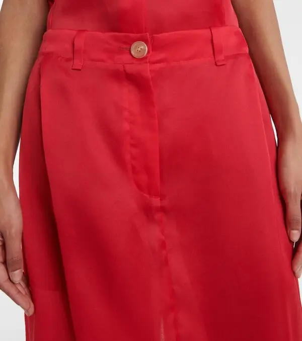 Khaite Lucian Silk Organza Maxi Skirt - Red