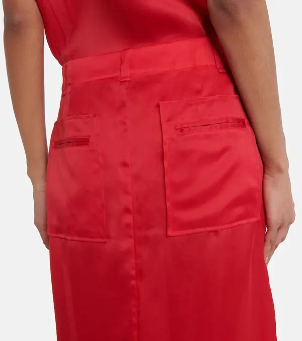 Khaite Lucian Silk Organza Maxi Skirt - Red