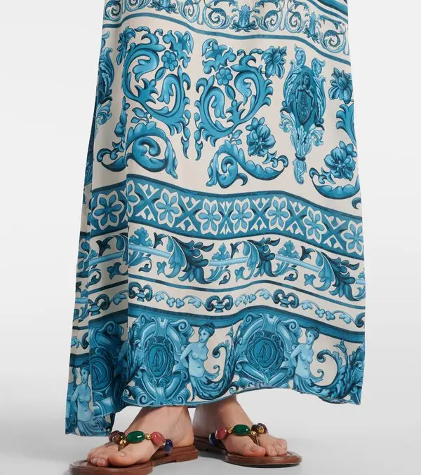 ADRIANA DEGREAS Satin Maxi Dress - Blue